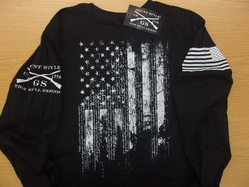 Grunt Style 1776 USA American Flag Patriotic Military Long Sleeve Shirt ...
