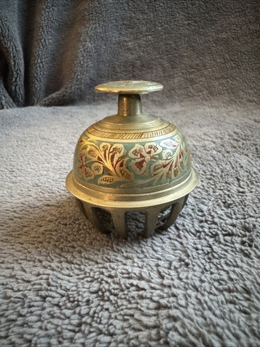 Vintage Elephant Claw Bell ~ Solid Brass ~ Etched Flower Inlay | eBay