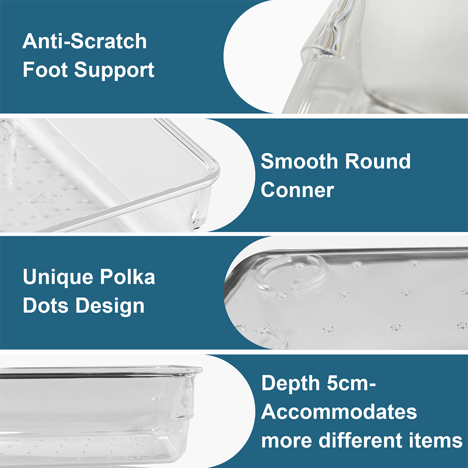 25PCS Draw Organiser Plastic Box Desk Drawer Fridge Trays Makeup ...