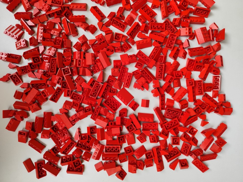 LEGO Red Roof Tiles Slopes 750g Bundle Job Lot Various Sizes Incl ...