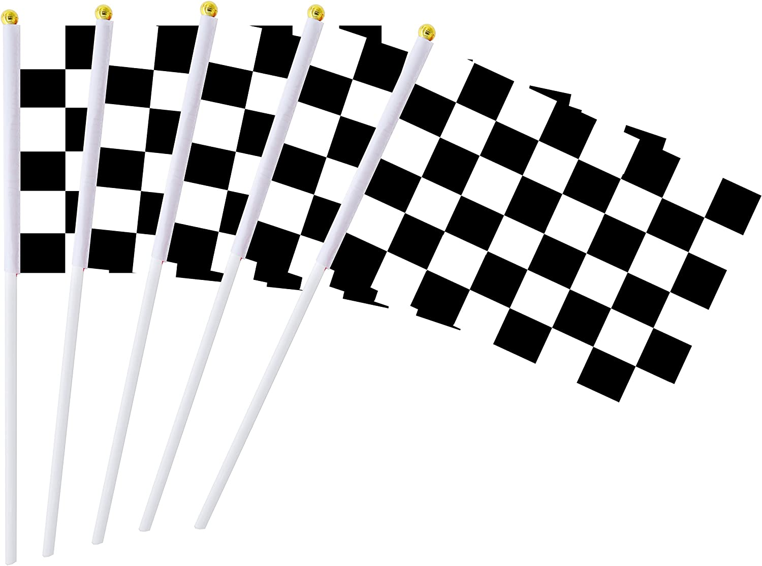 50 Pack Racing Checkered Flag,Hand Held Stick Flags, Black & White ...