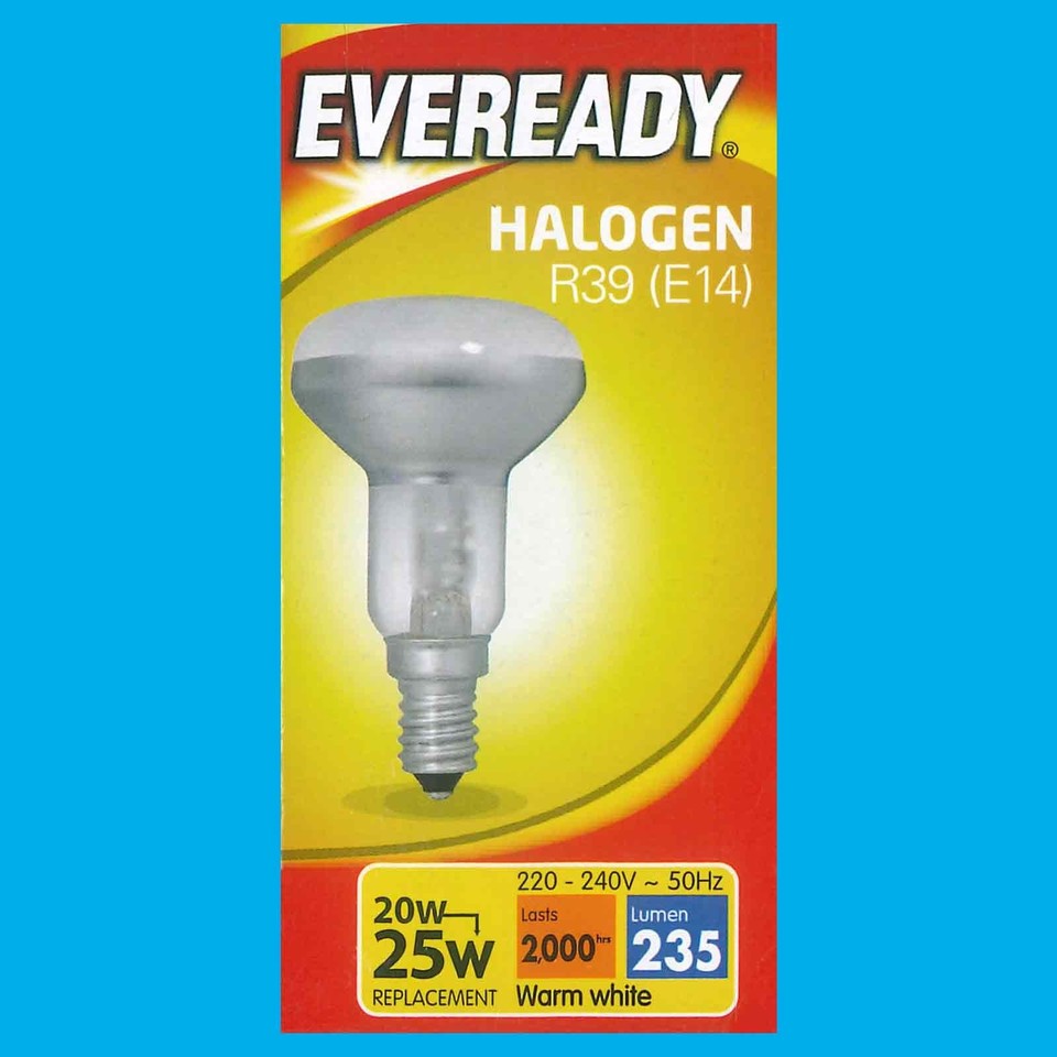 12x 20W (=25W) Eveready R39 Dimmable Halogen SES E14 Reflector Spot ...