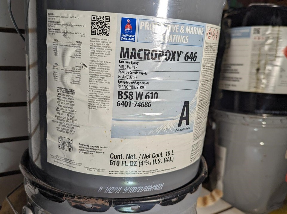 Sherwin Williams Macropoxy 646 Epoxy 10 Gallons (5 of part A & 5 of ...