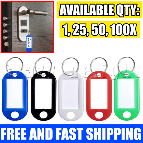 Key Tags Plastic Key Rings ID Tags Name Label Key Fob Tag - Choose Your ...