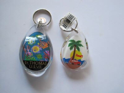 2 Colorful Tropical Key Chains- Hawaii Souvenir and St Thomas-NEW | eBay