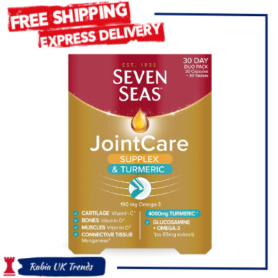 Seven Seas Joint Care Supplex and Turmeric with Glucosamine, Omega-3 60 ...