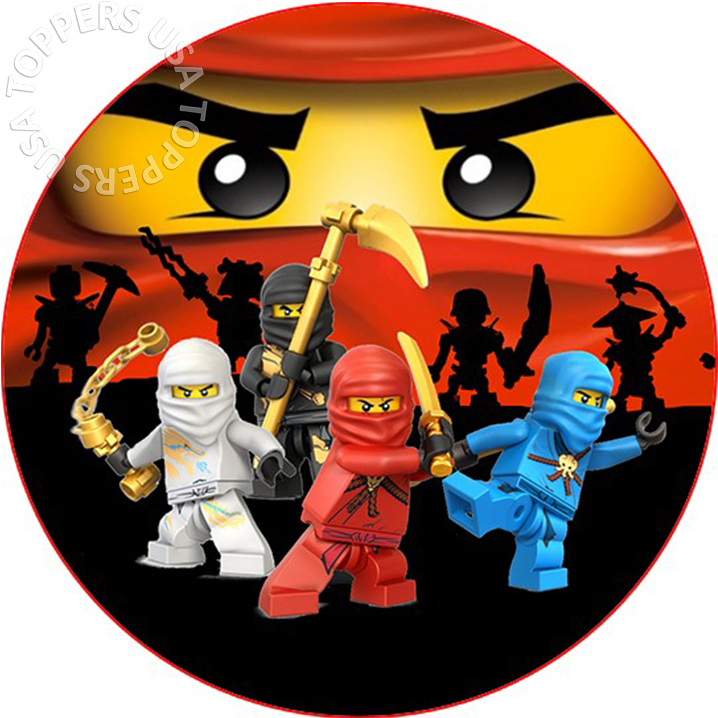 EDIBLE Lego Ninjago #2 Birthday Party Cake Topper Wafer Paper round 7.5 ...