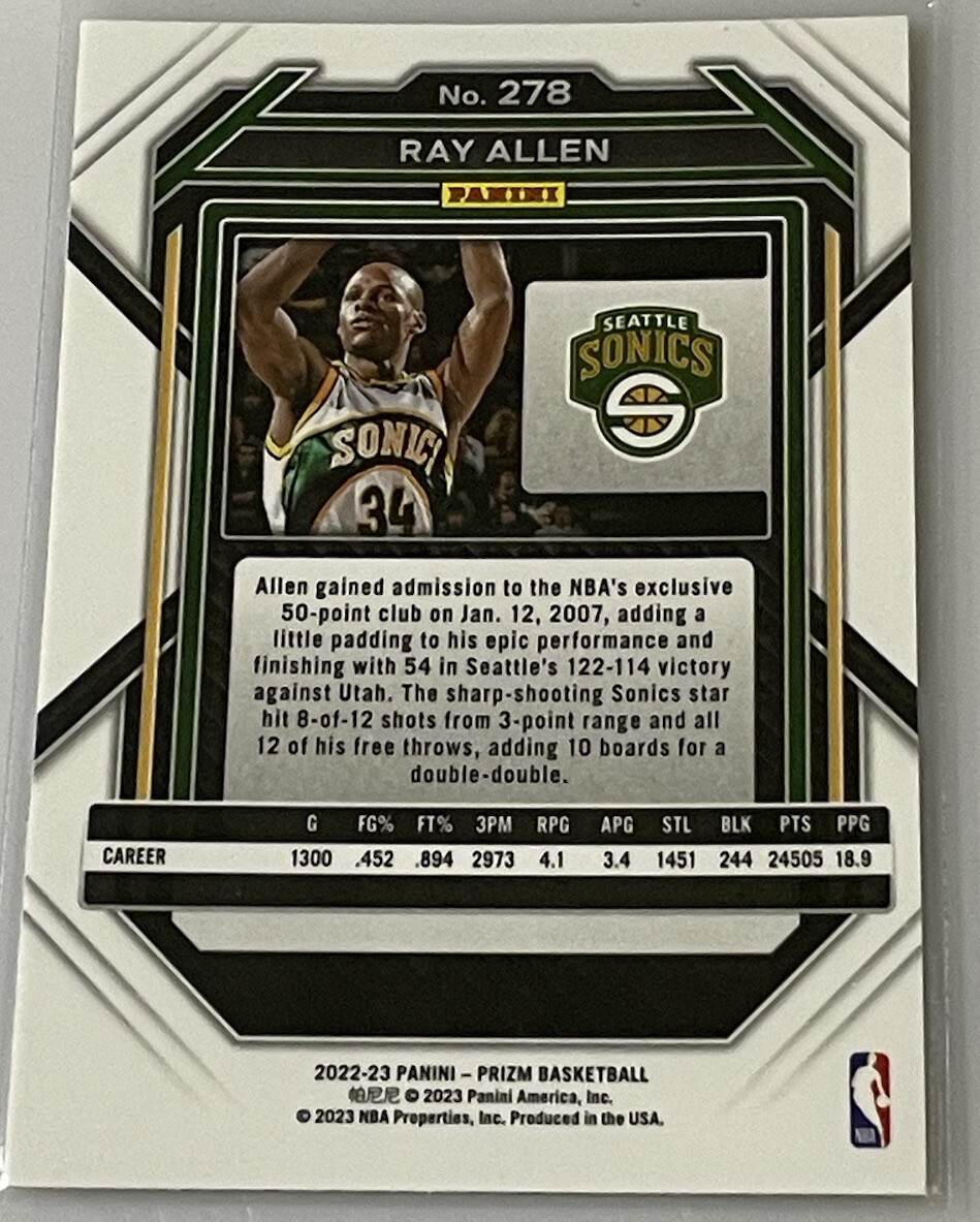 NBA 2022 /2023 Panini Prizm Ray Allen Basketball 🏀 Card No 278 | eBay