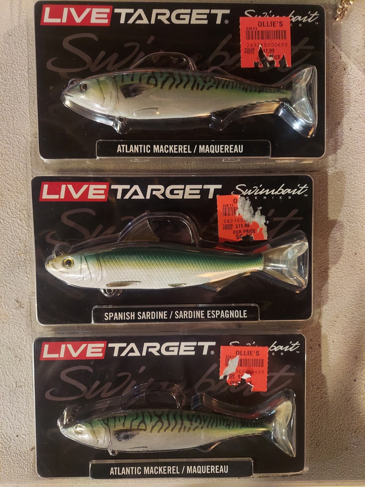 live target fishing lures..... 2 Atlantic mackerel 1 spanish sardine. 3 ...
