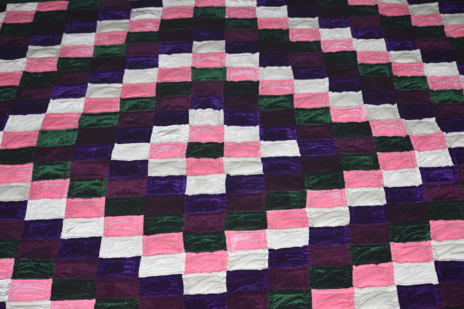 Velvet patchwork FINISHED QUILT Velvet Blanket Velvet valentine day ...