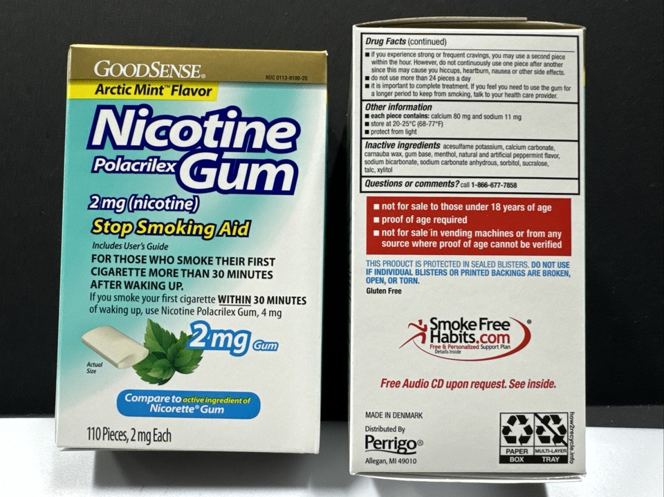2x GoodSense Nicotine Gum•2 mg•110 pcs/ea.•Artic Mint *Please see the ...