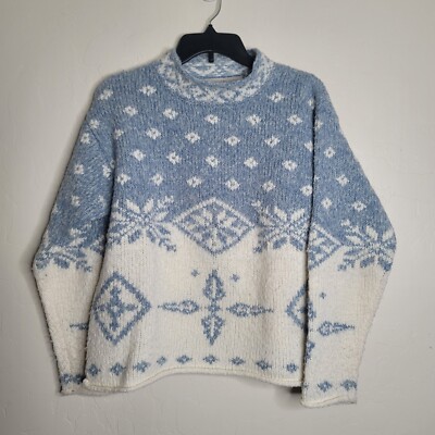 Vtg Nomadic Traders Sweater Sz Medium Blue Fair Isle Nordic Pullover | eBay
