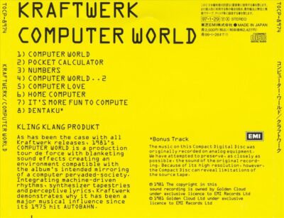 KRAFTWERK COMPUTER WORLD [JAPAN BONUS TRACK] NEW CD 75596078924 | eBay