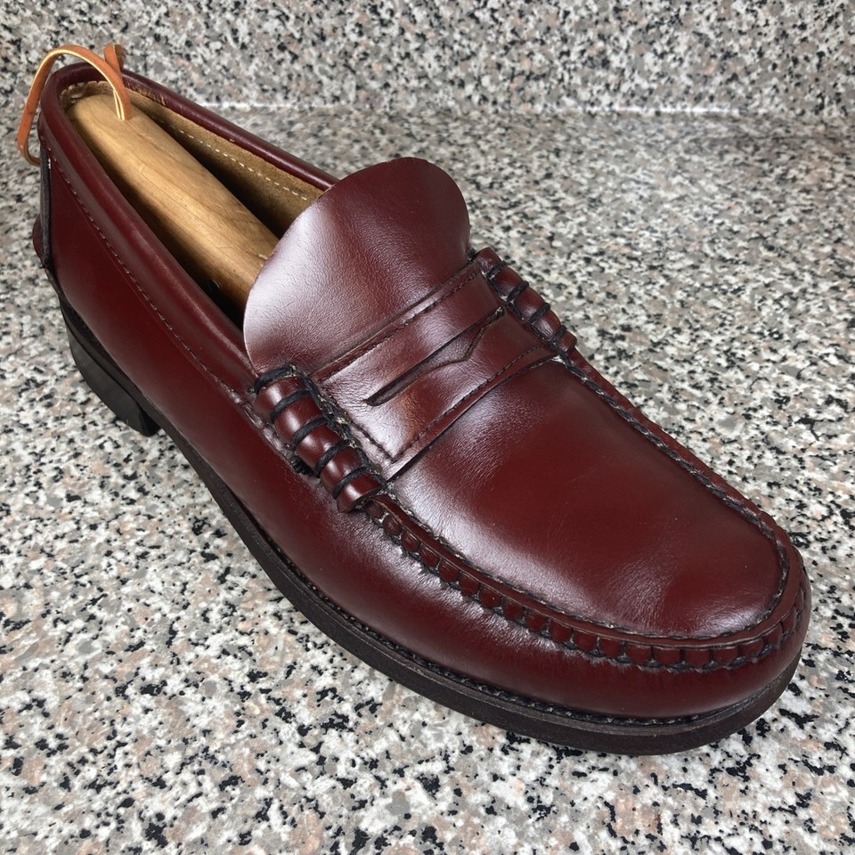 Vintage Sebago Genuine Handsewn Burgundy Leather Moc Toe Penny Loafers ...