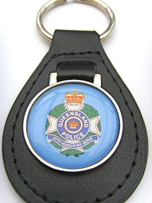 QUEENSLAND POLICE BADGE LEATHER KEY FOB KEYFOB KEYRING CHAIN GIFT | eBay