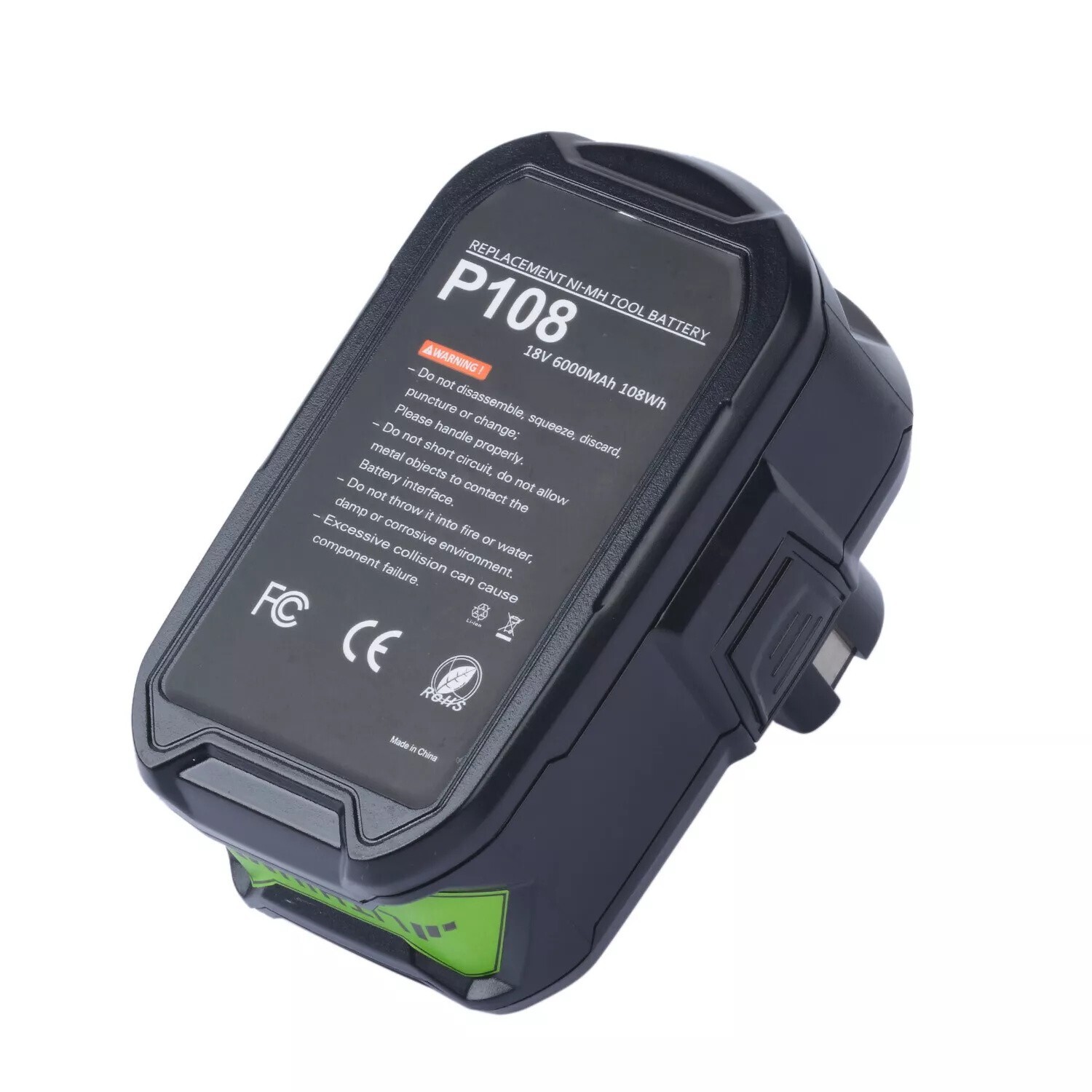 2 PCS 6.0Ah Lithium Battery for Ryobi P102 P108 P200 P201 P203 BPL-1815 ...