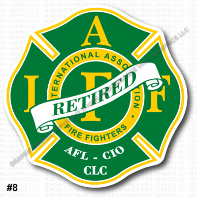IAFF Firefighter Decal 3.7" RETIRED Sticker Green Yelow Laminated REG ...