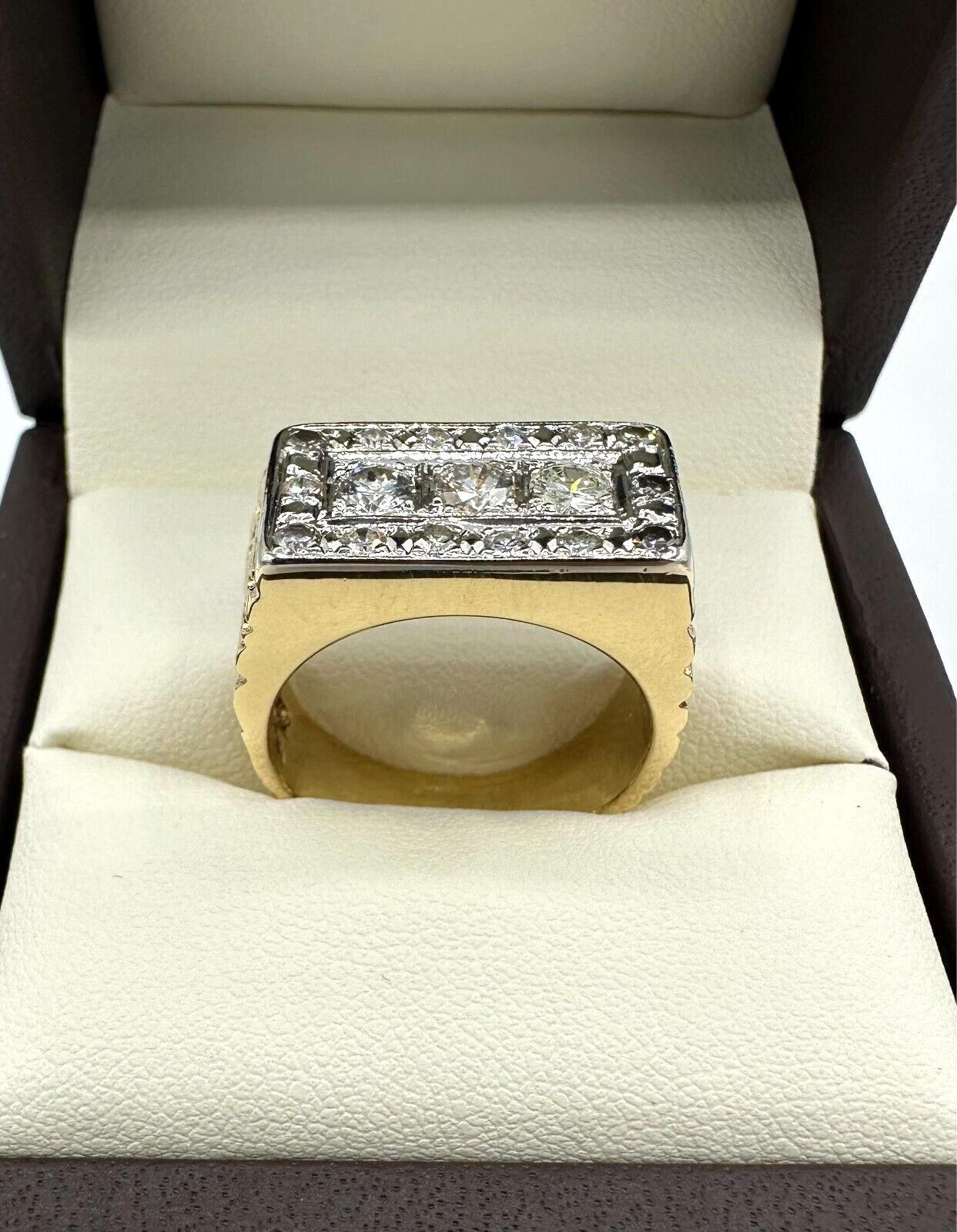 14k Yellow Gold Men's Natural Diamond Nugget Ring, 16… - Gem