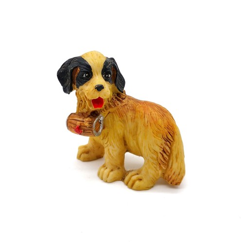 Miniature ST BERNARD PUPPY w KEG 2" Mini Figure RESIN DOG Nigri Toy Pet ...