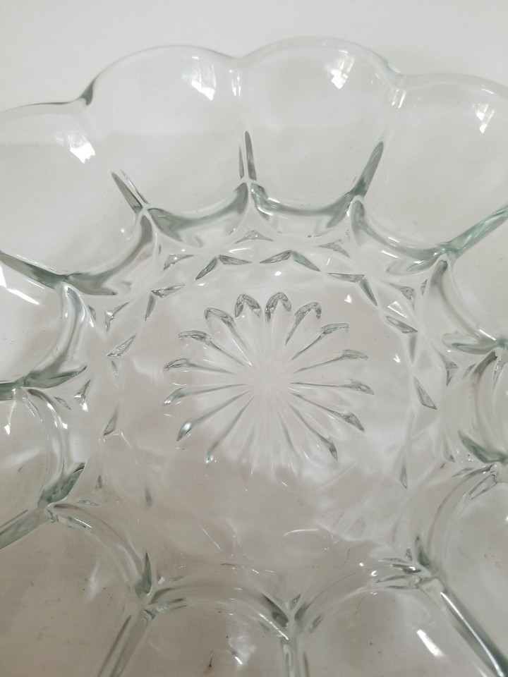 Glass Deviled Egg Plate – Sunburst/Pinwheel (10 inches) Appetizer Plate ...