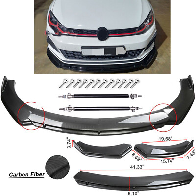 For VW GOLF MK7 MK7.5 Front Bumper Lip Splitter Spoiler Carbon Fiber ...