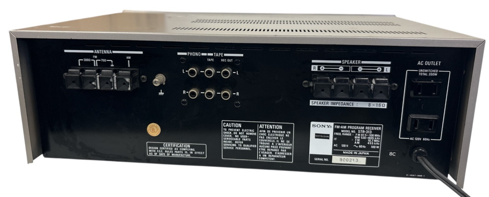 SONY STR-313 AM-FM STEREO RECEIVER WITH PROGRAM SENSOR | eBay