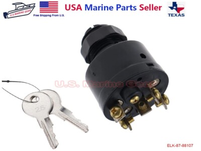 Mercury Outboard Ignition Key Switch Push to Choke Off-On-Start 6 ...