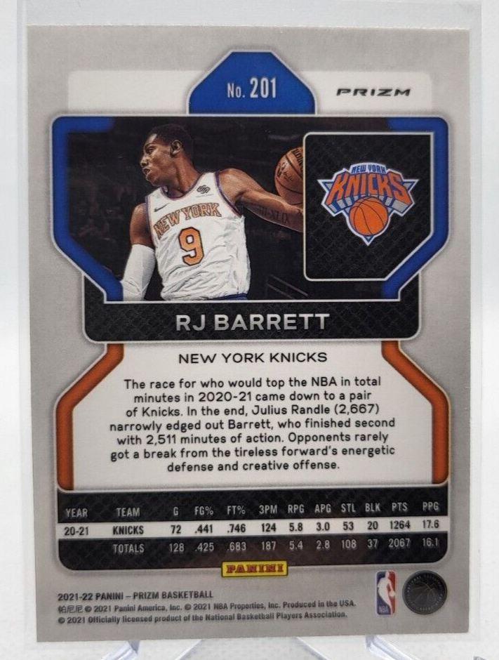 2021-22 Panini Prizm Basketball RJ Barrett Silver Wave #201 New York ...