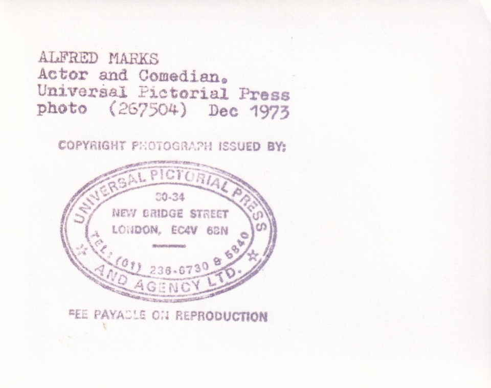 Original Press Photo British actor & comedian Alfred Marks December ...