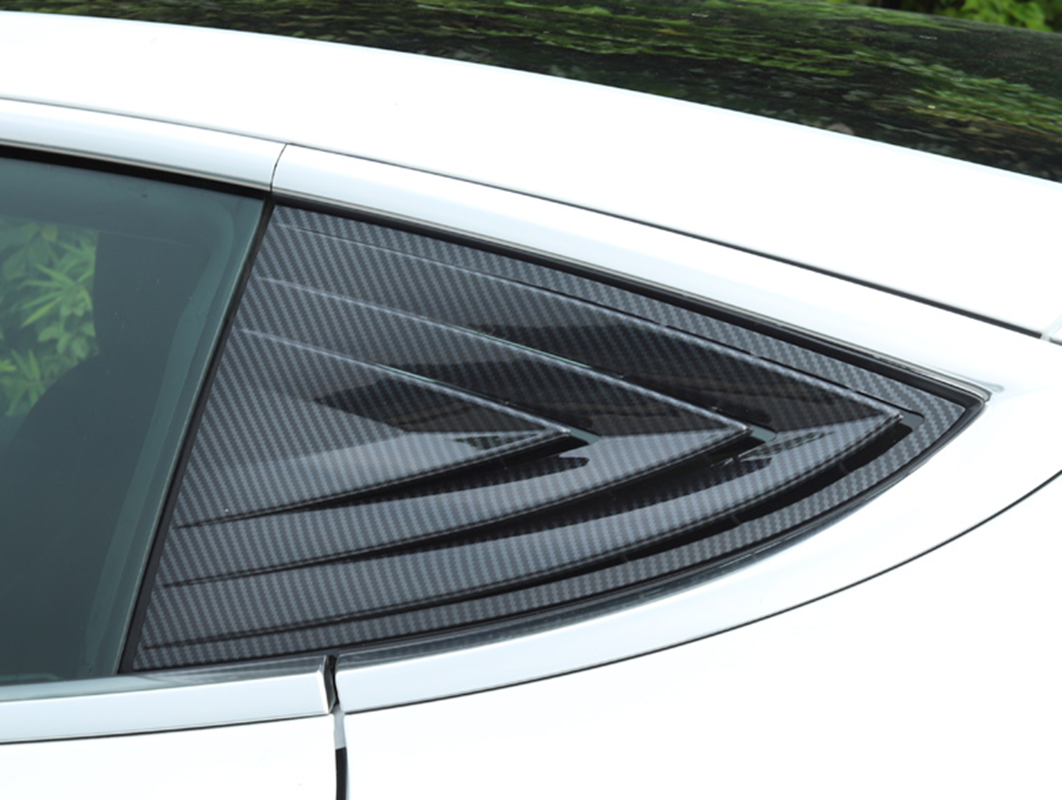 Carbon fiber style Rear Side Window Vent shutter trim Fit for Tesla ...