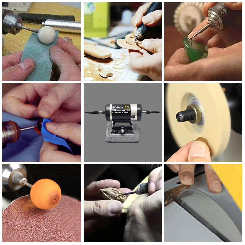 Jewelry Polisher Rock Lathe Bench Buffing Wheel Machine w/ Tapered ...