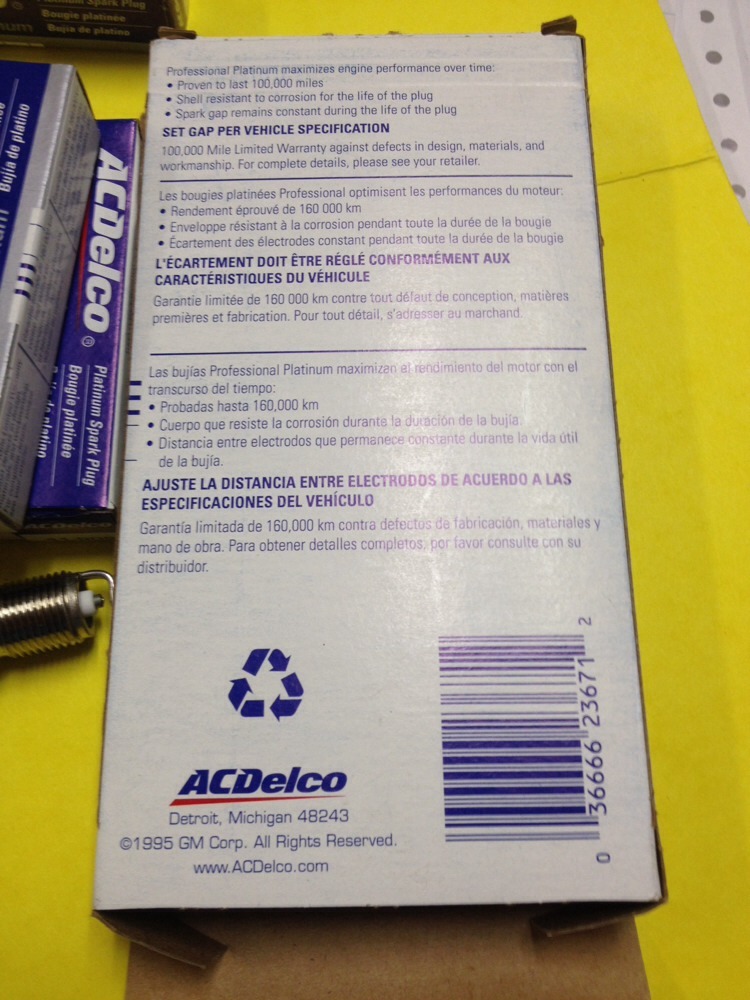 ACDELCO PLATINUM SPARK PLUG 41-902 ORIGINAL BOX (box of 6 PLUGS ...