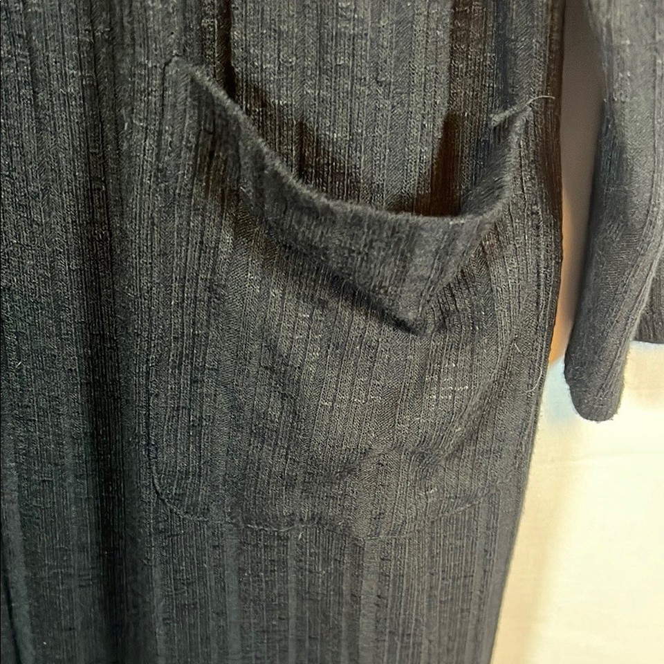 Nine West Black Ribbed Long Sleeve Duster Cardigan Size Small Lighter ...