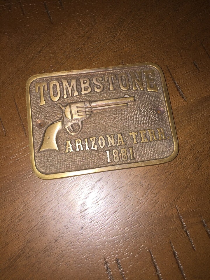 Tombstone Plaque Sign Police Brass Wyatt Earp Western Arizona Collector ...