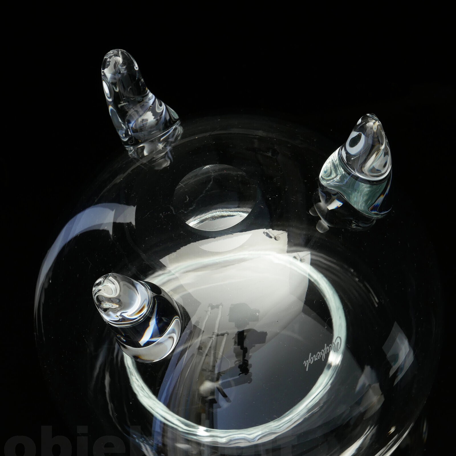 Gommaire Cleybergh Vase Glasvase Schale 3 Füßchen mundgeblasen Belgien ...