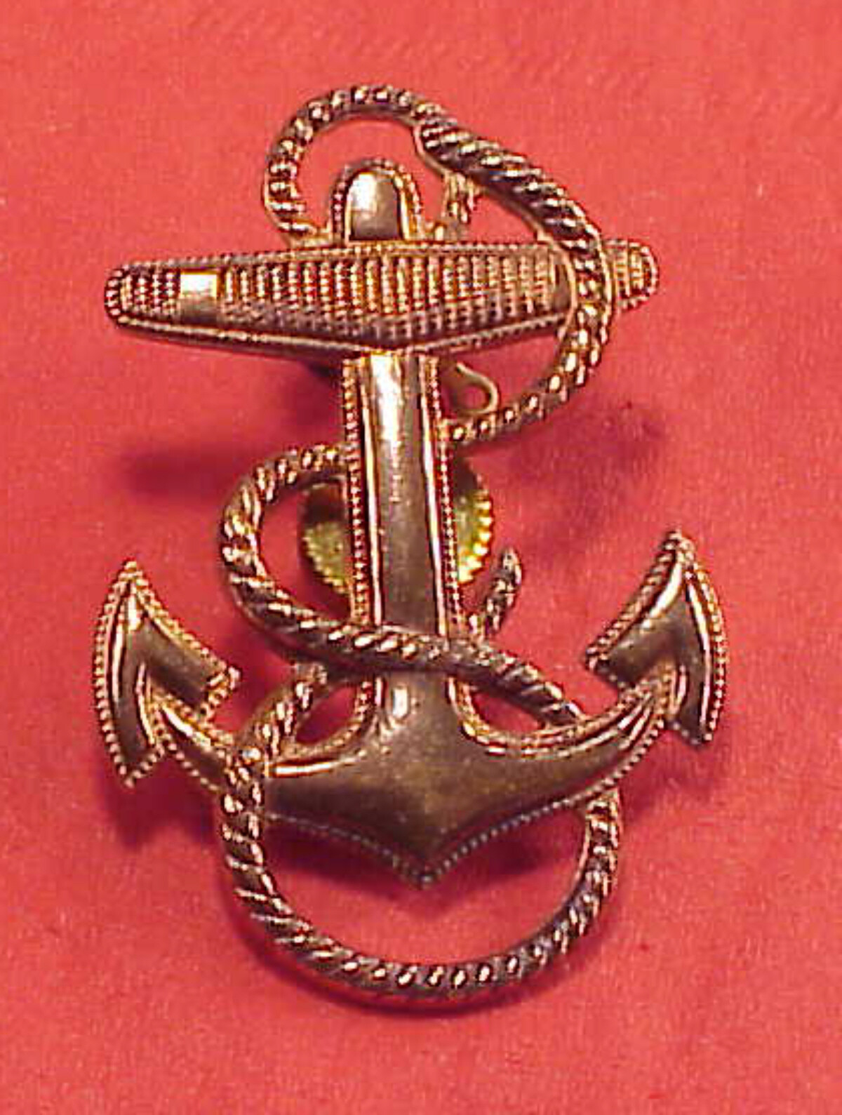 BRASS USN US Navy Fouled Ship Anchor Cap Badge Screw Back Pin OLD ...
