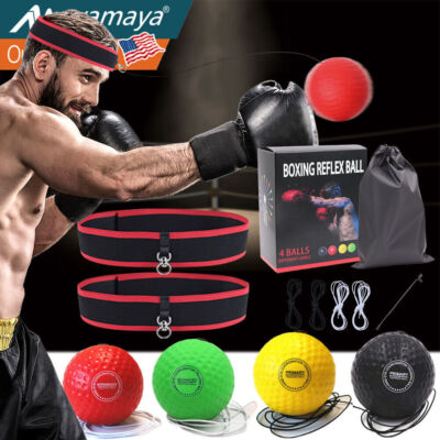 4 Difficulty Levels Boxing Reflex Ball w/Headband for Reaction Agility ...