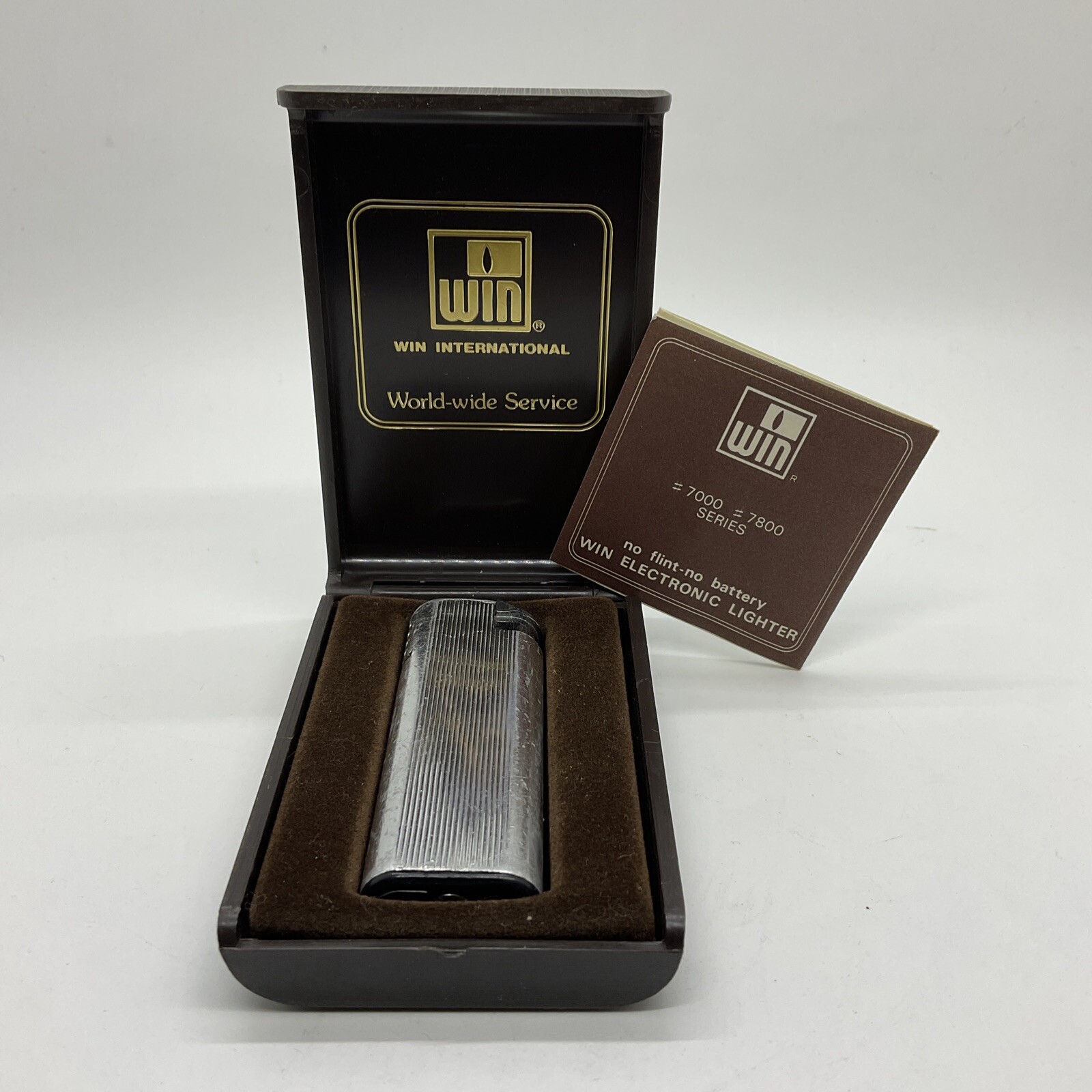 Vintage WIN Electronic Lighter Japan #7000 #7800 Series w/Case Untested ...