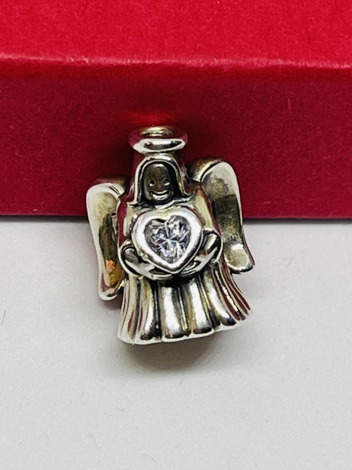 authentic pandora Angel With Heart Retired Charm - Gem