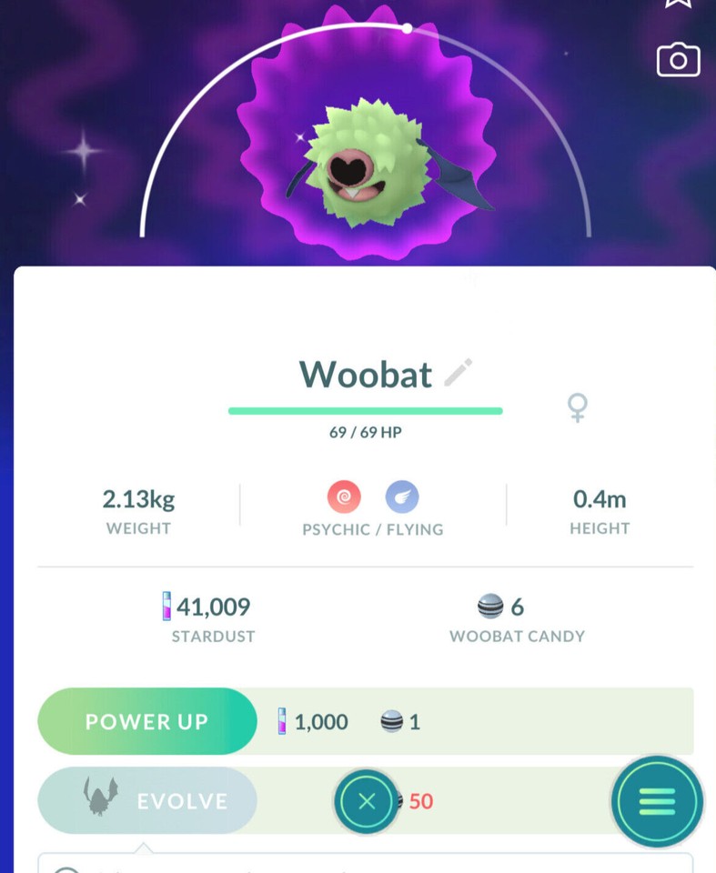 Pokemon GO Shiny Woobat regs T | eBay