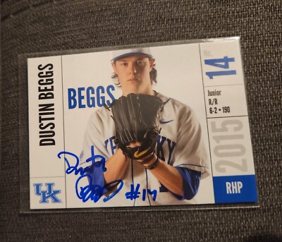 Dustin Beggs Autograph Signed 2015 Kentucky Wildcats Baseball Team Card ...