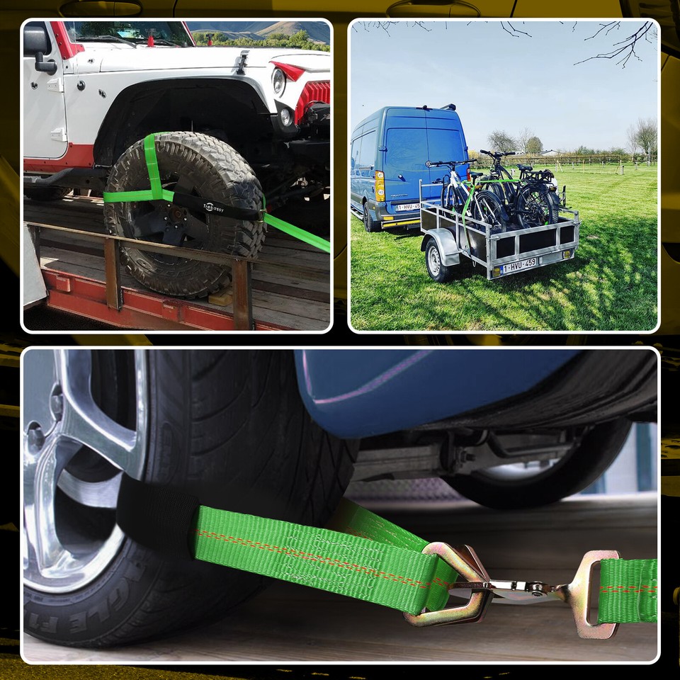 4 Pack Car Trailer Hauler Ratchet Tie Down Straps Car Trailer Towing ...
