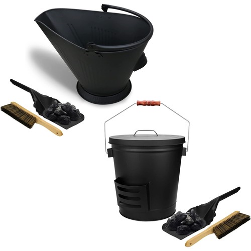 Ash Bucket with Lid and Shovel, Gallon Large Galvanized Metal Coal Hot ...
