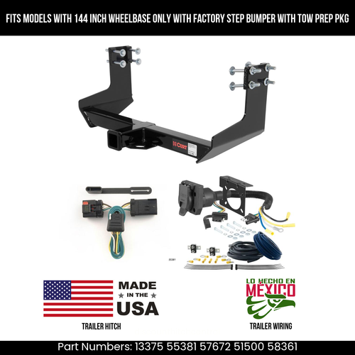 For 07-09 Sprinter Trailer Hitch w/ 7Pin Wiring 144" WB step Bmp&w ...