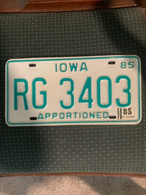 Iowa 1985 Apportioned license plate # RG3403 | eBay