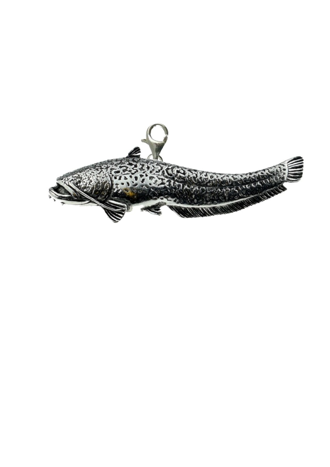 wells Catfish on a Sterling Silver 925 Trigger Clasp 925 hoop charm ...