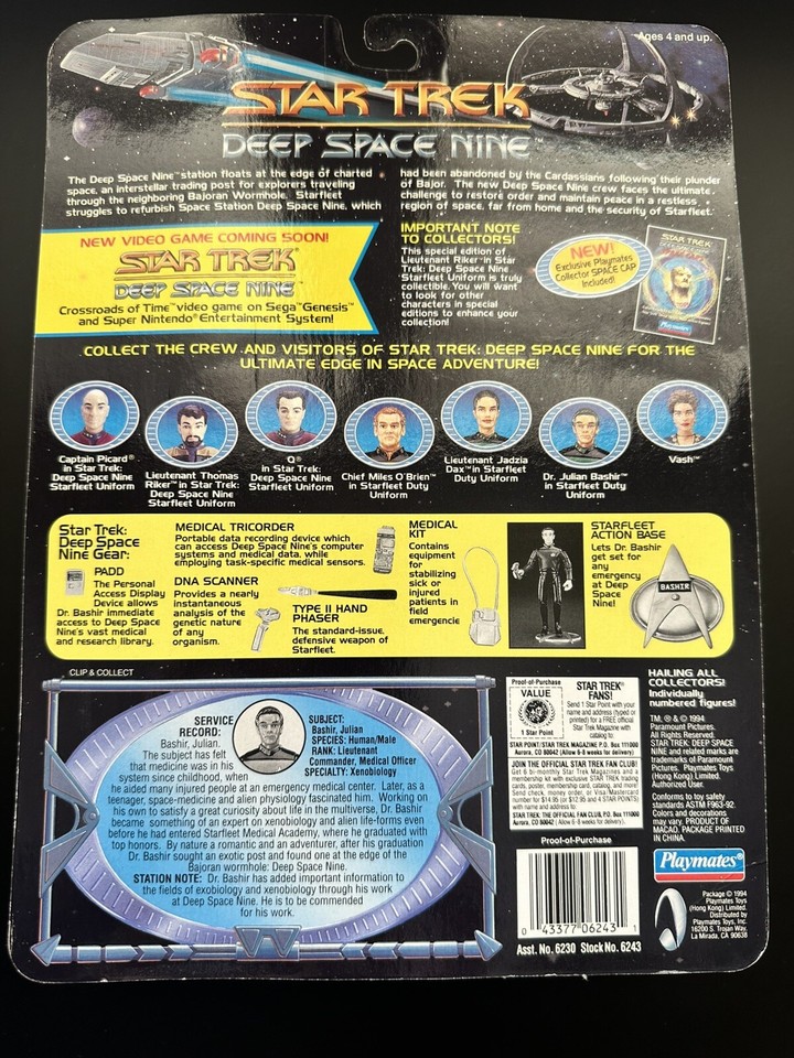Playmates Star Trek Deep Space Nine Dr. Julian Bashir In Starfleet Duty ...