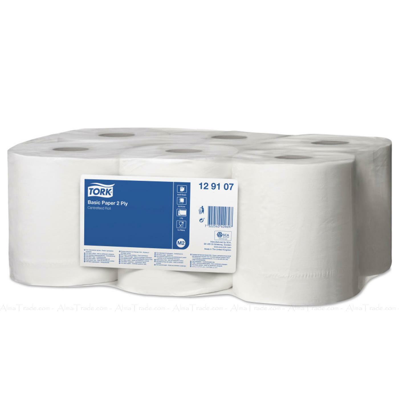 Tork M2 Centre Feed White Wiping Basic Paper Towel Roll Centrefeed Pack ...