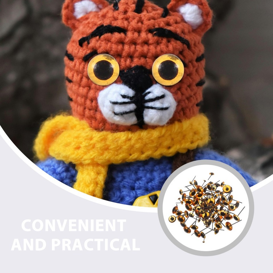 100 Pcs Needle Insert Glass Eyes Doll Making Supplies Round Fake for ...