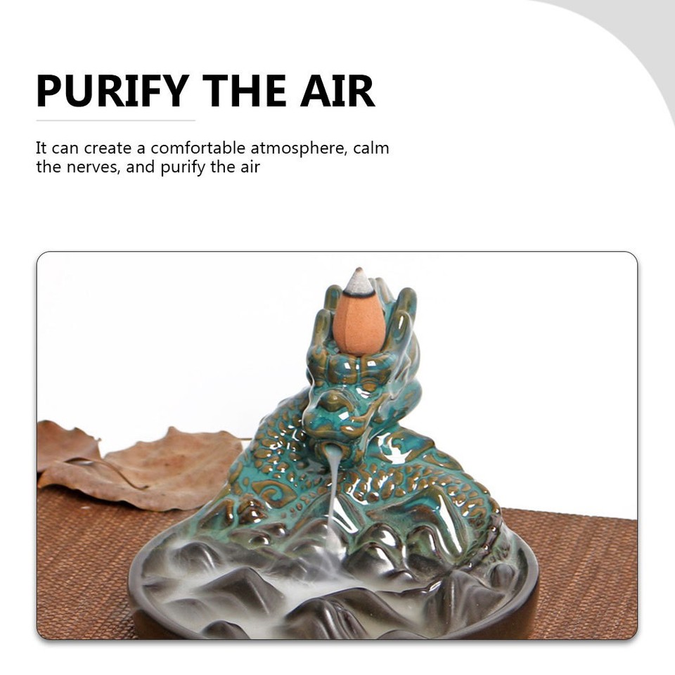 Backflow Burner Charcoal Odor Absorber Ceramic Dragon Fragrance Cone ...